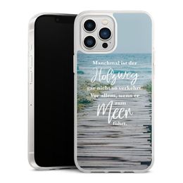 DeinDesign iPhone 13 Pro Max Handy Silikon H&uuml;lle Case transparent Handyh&uuml;lle Spruch Beach Statement Silikon Case