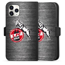 DeinDesign iPhone 11 Pro Handy Klapph&uuml;lle Handyh&uuml;lle aus Kunst Leder schwarz Flip Case Official Licensed Product Metallic Look 1. Fc K&ouml;ln Sideflip mit Lasche