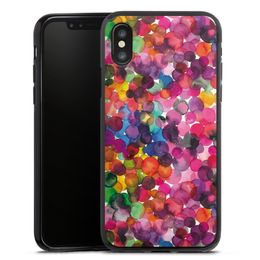DeinDesign iPhone X Handy Silikon H&uuml;lle Case schwarz Handyh&uuml;lle Water Colour Colourful Points