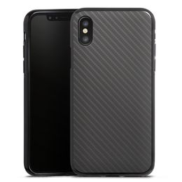 DeinDesign iPhone X Handy Silikon H&uuml;lle Case schwarz Handyh&uuml;lle Carbon Metallic Look Muster