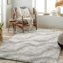 Teppich Hochflor Wohnzimmer Soft Weich Shaggy Modern Elfenbein und Grau 160 x 213 cm - Surya
