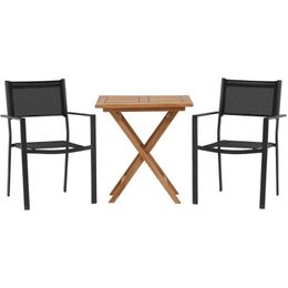 ebuy24 Kenya Gartenset Tisch 70x70cm, 2 Stühle Copacabana, natur,schwarz.
