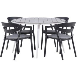 ebuy24 Break Gartenset Tisch 120x120cm, 4 Stühle Wear, grau,schwarz.