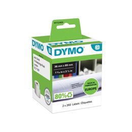 Dymo Original LabelWriter Adressetiketten (Groß) | 36 mm x 89 mm | schwarzer Druck auf weißem Untergrund | 2 Rollen mit je 260 Etiketten (520 Stück) | selbstklebend | für LabelWriter Etikettendrucke