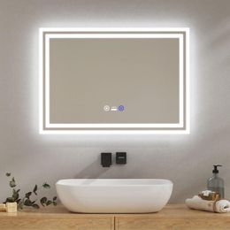 Led Badspiegel mit Bewegungssensor Badezimmerspiegel mit Beleuchtung IP44 Beschlagfrei Lichtspiegel Wandspiegel 3 Licht Dimmbar Touchschalter 70x50cm