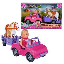 Simba Jeep Pferdeanhänger mit Pony Evi LOVE Puppe