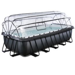 EXIT Black Leather Optic Pool 540x250x122cm mit Abdeckung und Sandpumpe - schwarz