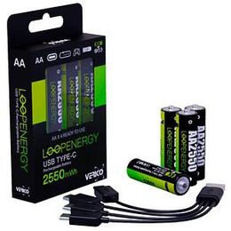 4 Verico Akkus mit Ladegerät LoopEnergy AA2550 Mignon AA 1700 mAh