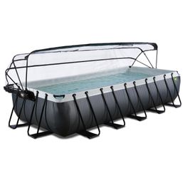 EXIT Black Leather Pool 540x250x100cm mit Sandfilterpumpe und Abdeckung - schwarz