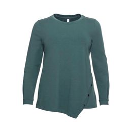 sheego Große Größen: Sweatshirt mit asymmetrischem Saum, flauschig, jade, Gr.48/50