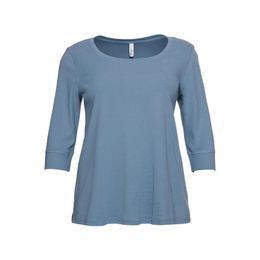 sheego Große Größen: Shirt mit 3/4-Ärmeln und weitem Rundhalsausschnitt, eisblau, Gr.44/46
