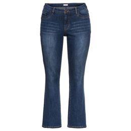 sheego Große Größen: Bootcut Jeans VERENA mit Nieten und Catfaces, dark blue Denim, Gr.48