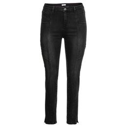 sheego Große Größen: Skinny Jeans aus Power Stretch mit Nietenapplikation, black Denim, Gr.54