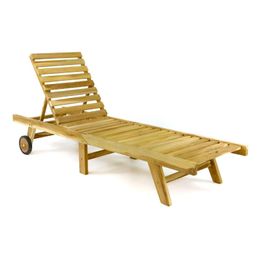 Vcm Sonnenliege Gartenliege Liegestuhl Teakholz klappbar Natur 200x57cm