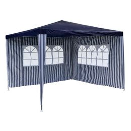 Vcm Pavillon 3x3 m in blau weiß PE Plane 2 Seitenteile Partyzelt Gartenzelt Zelt