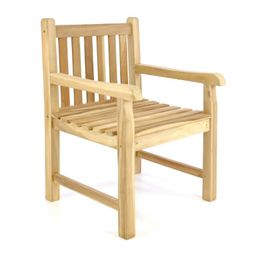 Vcm Gartenstuhl Gartensessel Landhaus Style Teak Holz unbehandelt stilvoll braun Ma&szlig;e H 91 cm x B 60 cm x T 62 cm
