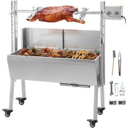 Bbq Spießgrill Tisch Spießbratengrill mit Grillmotor für Hähnchen Lamm, Rind oder Rollbraten, mit höhenverstellbarer Spieß für bis zu 60 kg Grillgut,
