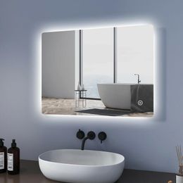 Badspiegel led 80x60cm Badezimmerspiegel Wandspiegel mit Kaltweiß Beleuchtung mit Touch-Schalter - Meykoers