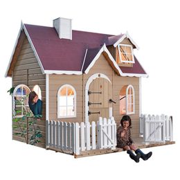 Green House - Gartenhaus Kinder mit Terrasse und stockbett tirol - 255x275 x 260 cm - casas Bemaltes Spielhaus, Transport inklusive