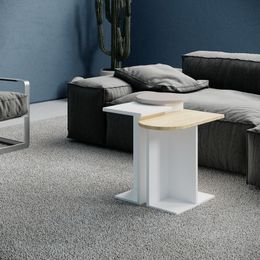 Decortie - Mund Moderner Beistelltisch Weiß Eiche Mokka Grau Mehrzweck mit Kreativität h 46cm - White