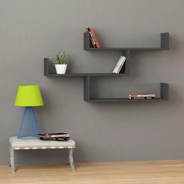 Decortie - Tibet Wandregal Modern Bücherregal Display Unit Anthrazit Grau w 119cm Breit - Anthracite Grey