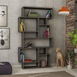 Karmato Modernes Bücherregal Display Unit Dunkel Kaffee Eiche Effekt Hoch 168.5cm - Dark Coffee - Decortie