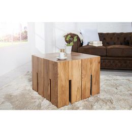 Licht-Erlebnisse - Beistelltisch Holz massiv eckig 30 x 45 x 30 cm Holzblock Couchtisch Ablage Wohnzimmer - Natur