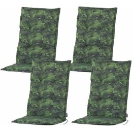 BURI 4x Palmenmuster Gardamo Auflage Set für Gartenstühle 120x48 cm Sesselauflage Mirage Hochlehner Polster in Grün Palmen Muster mit Dicker 7cm
