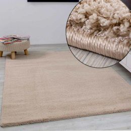 Teppich Hochflor Beige Extra Weich Mikrofiber Flauschiger für Wohnzimmer, Schlafzimmer, kinderzimmer,120 x 170 cm