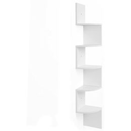 Vasagle Eckregal mit 5 Ebenen für die Wand, Holzregal, für Küche, Schlafzimmer, Wohnzimmer, Lernzimmer, Büro, Weiß von Songmics LBC20WT - Weiß
