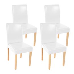 MCW 4er-Set Esszimmerstuhl Stuhl Küchenstuhl Littau ~ Leder, weiß helle Beine