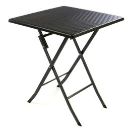 Vcm Tisch in Rattan-Optik Balkontisch Gartentisch 75 x 61 x 61 cm klappbar schwarz