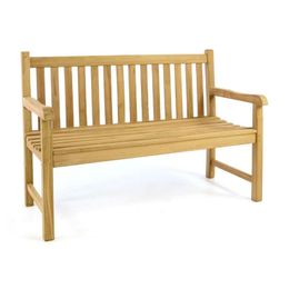 Vcm 2-Sitzer Gartenbank Parkbank massiv Teak Holz behandelt 130cm