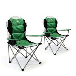 Vcm 2er Set Deluxe Campingstuhl grün schwarz Faltstuhl Angelstuhl gepolstert