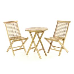 Vcm 3-tlg. Balkonset Klappstuhl Tisch Teakholz Garten-Set Sitzgarnitur 60cm