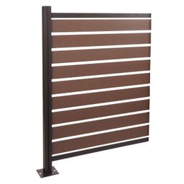 Alu Mülltonnen-Zaun HWC-K57, Erweiterungselement Mülltonnenverkleidung, Holzoptik erweiterbar 130x100x6cm ~ braun