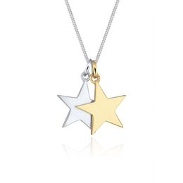 Elli Kette mit Anhänger Stern Astro Bi-Color Anhänger Basic 925er Silber, silberfarben