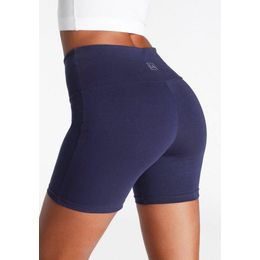 Lascana Shorts mit breitem Bündchen und Logodruck, Loungewear, blau