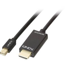 Lindy Mini-DisplayPort / HDMI Adapterkabel Mini DisplayPort Stecker, HDMI-A Stecker 3.00 m Schwarz 36928 DisplayPort-Kabel