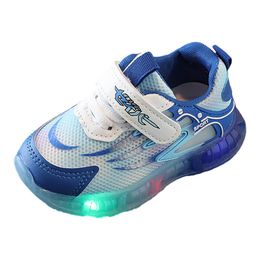Generic Kinderschuhe leuchten Schuhe LED leuchten Sportschuhe Freizeitschuhe Atmungsaktive Baby-Kinderschuhe Erste Wanderschuhe für Mädchen (Blue, 24 Toddler)
