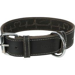 Trixie Rustic Fettleder Hundehalsband für kehlkopfschonendes Anleinen, L: 47–55 cm/ 40 mm, schwarz
