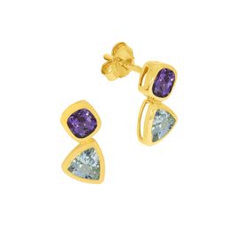 Diamonds by Ellen K. Paar Ohrstecker FASCINATION BY ELLEN K. "Gold 375 Blautopas (beh.) + Amethyst" Ohrringe Gr. ONE-SIZE, Gold, gelb (gelb, blau) Damen Ohrstecker