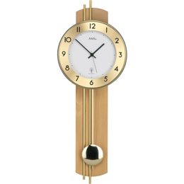 Funk-Pendelwanduhr AMS "F5266/18" Wanduhren Gr. B/H/L: 22 cm x 8 cm x 62 cm, braun (buchefarben) Pendeluhren