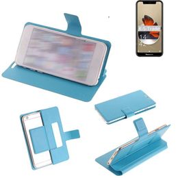 K-S-Trade Handyhülle für Panasonic Eluga Y, Schutzhülle Handyhülle Flip cover Handy case Smartphone, blau|schwarz