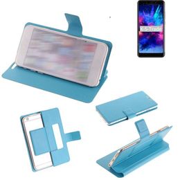 K-S-Trade Handyhülle für Panasonic P110, Schutzhülle Handyhülle Flip cover Handy case Smartphone, blau|schwarz