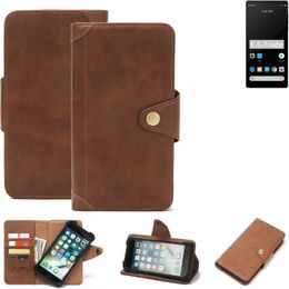 K-S-Trade Handyhülle für Carbon 1 MKII, Handyhülle Schutz Hülle Walletcase Bookstyle Tasche Case, braun|schwarz