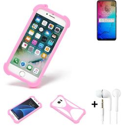 K-S-Trade Handyhülle für BQ Mobile BQ-6430L Aurora, Bumper + Kopfhörer Handy Hülle Schutzhülle Silikon Schutz Hülle, schwarz