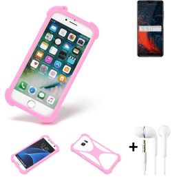 K-S-Trade Handyhülle für Elephone E10, Bumper + Kopfhörer Handy Hülle Schutzhülle Silikon Schutz Hülle, schwarz