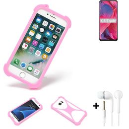 K-S-Trade Handyhülle für Oppo A74 5G, Bumper + Kopfhörer Handy Hülle Schutzhülle Silikon Schutz Hülle, schwarz