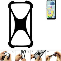 K-S-Trade Handyhülle für LG Electronics Xpression Plus 3, Handy-Hülle Schutz-Hülle Silikon Bumper TPU Softcase Smartphone, schwarz